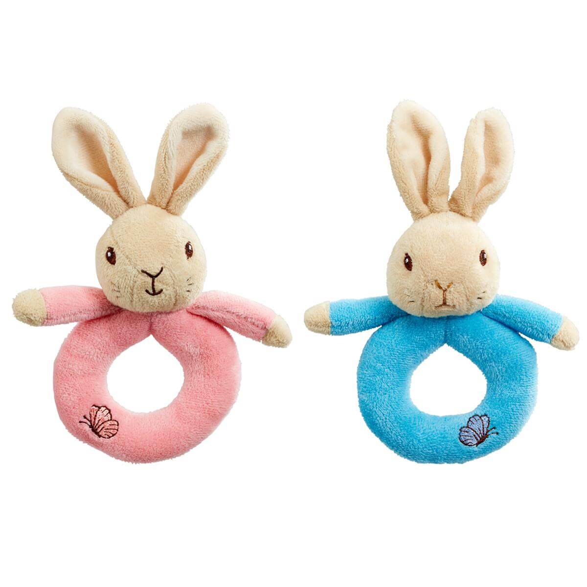 Peter Rabbit & Flopsy Bunny Plush Ring Rattles | Rainbow Designs