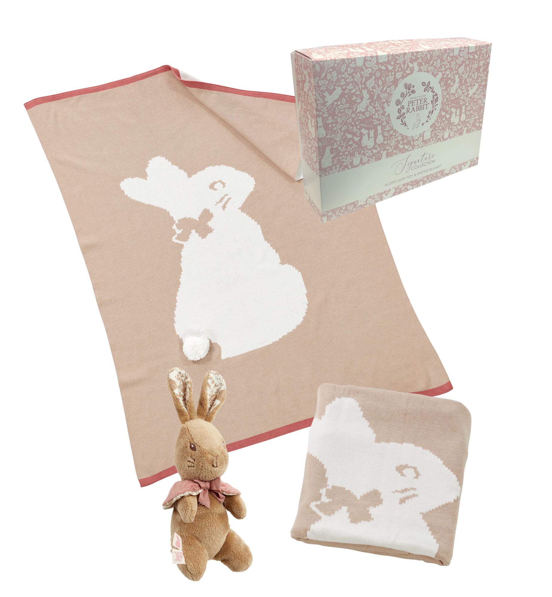 Flopsy Bunny Signature Knitted Blanket with soft toy | Rainbow Designs ...